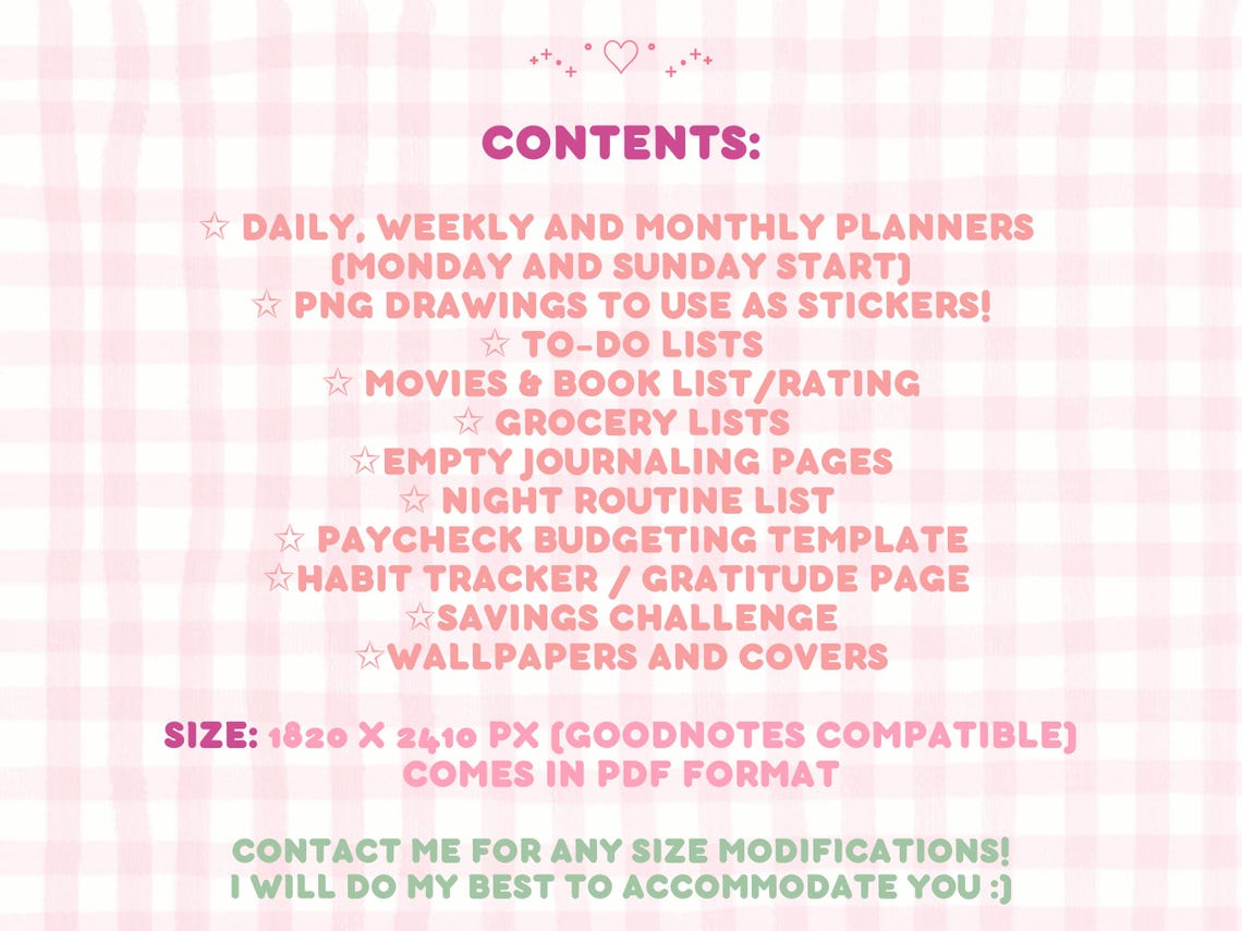Digital Planner for iPad | Kawaii Daily + Weekly Planner PDF | Cute ...