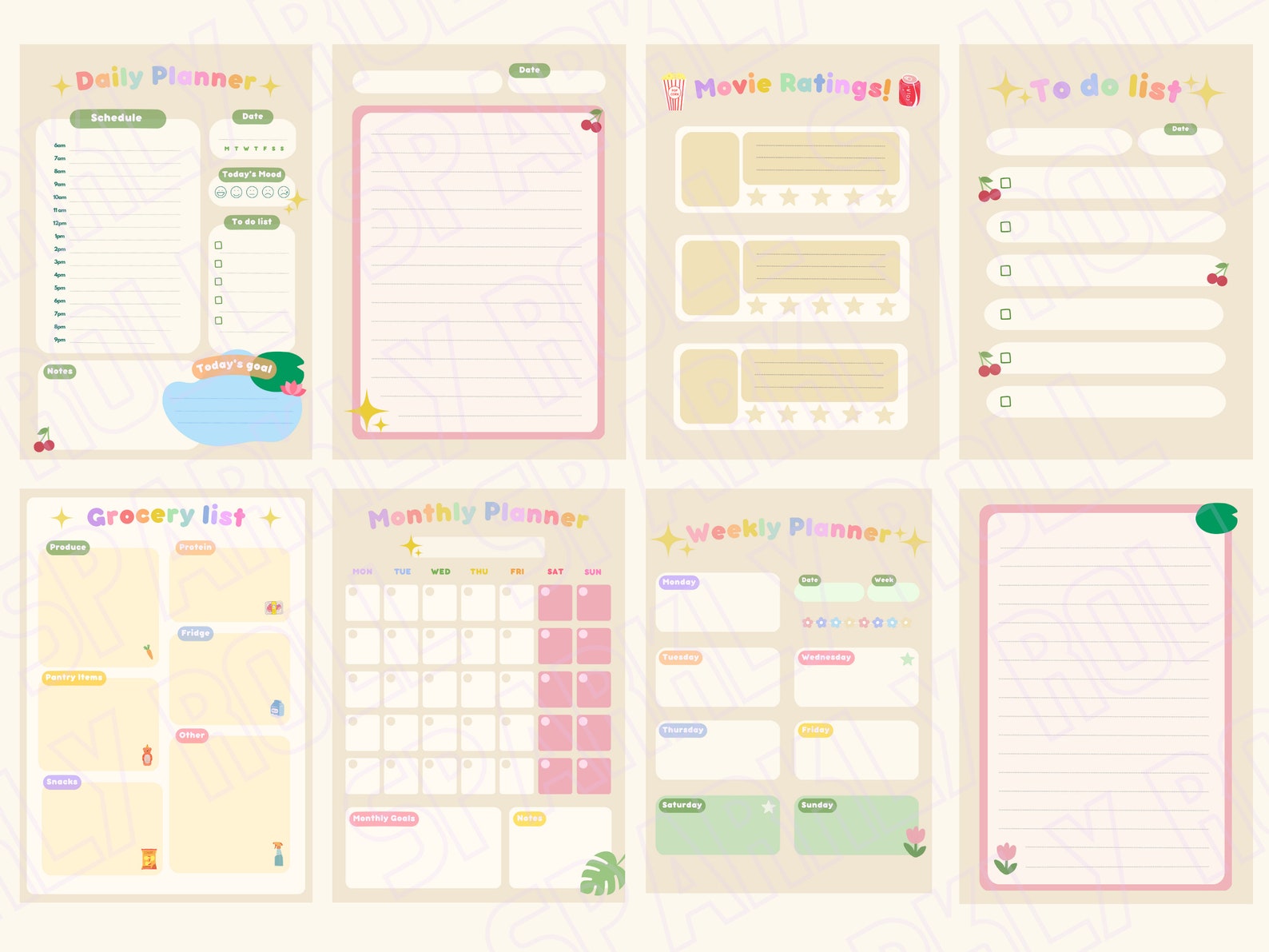 2023 Cute Pastel Digital Planner Bundle | Daily Planner, Weekly Planner ...