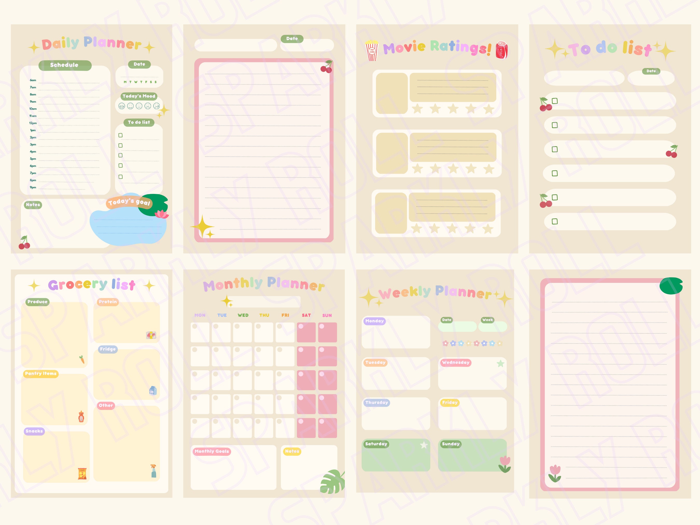 2023 Cute Pastel Digital Planner Bundle | Daily Planner, Weekly Planner ...