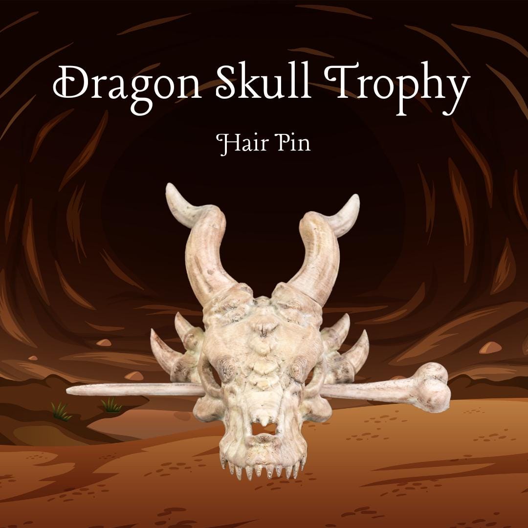 Dragon Skull Trophy Hair Pin – A Warrior’s Keepsake - Etsy