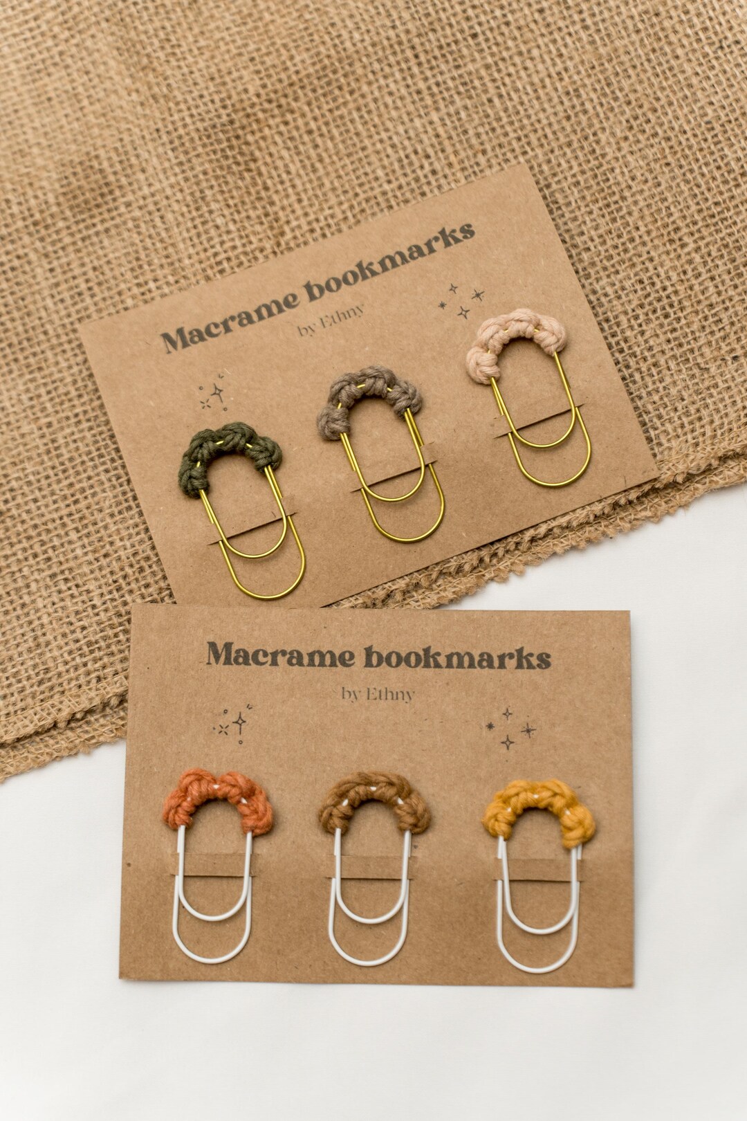 Minimalistic Macrame Bookmark Set of 3 - Paper Clip - Boho Gift for ...