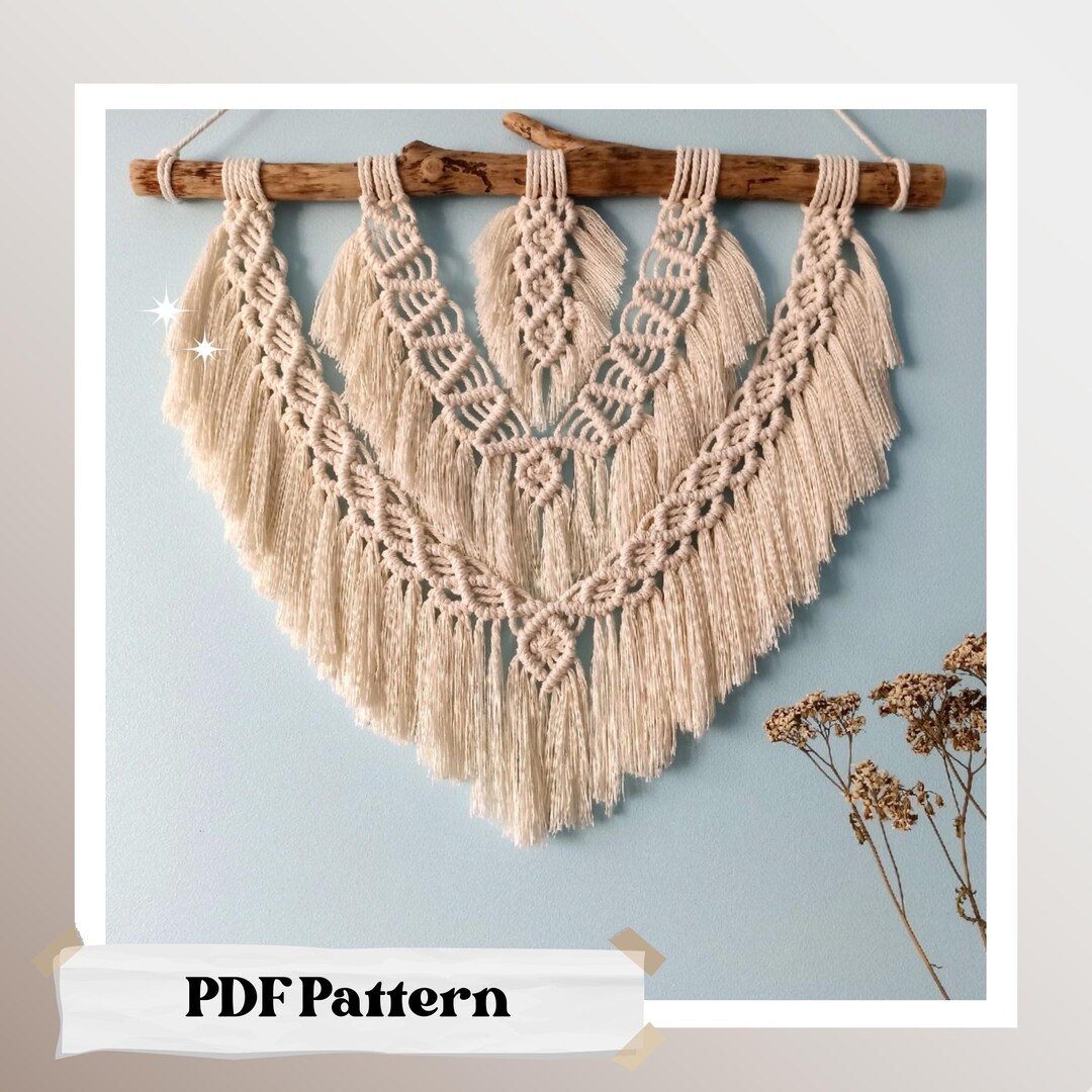 Large Macrame PDF Pattern Boho Feather Macrame Wall Hanging Tutorial - Etsy