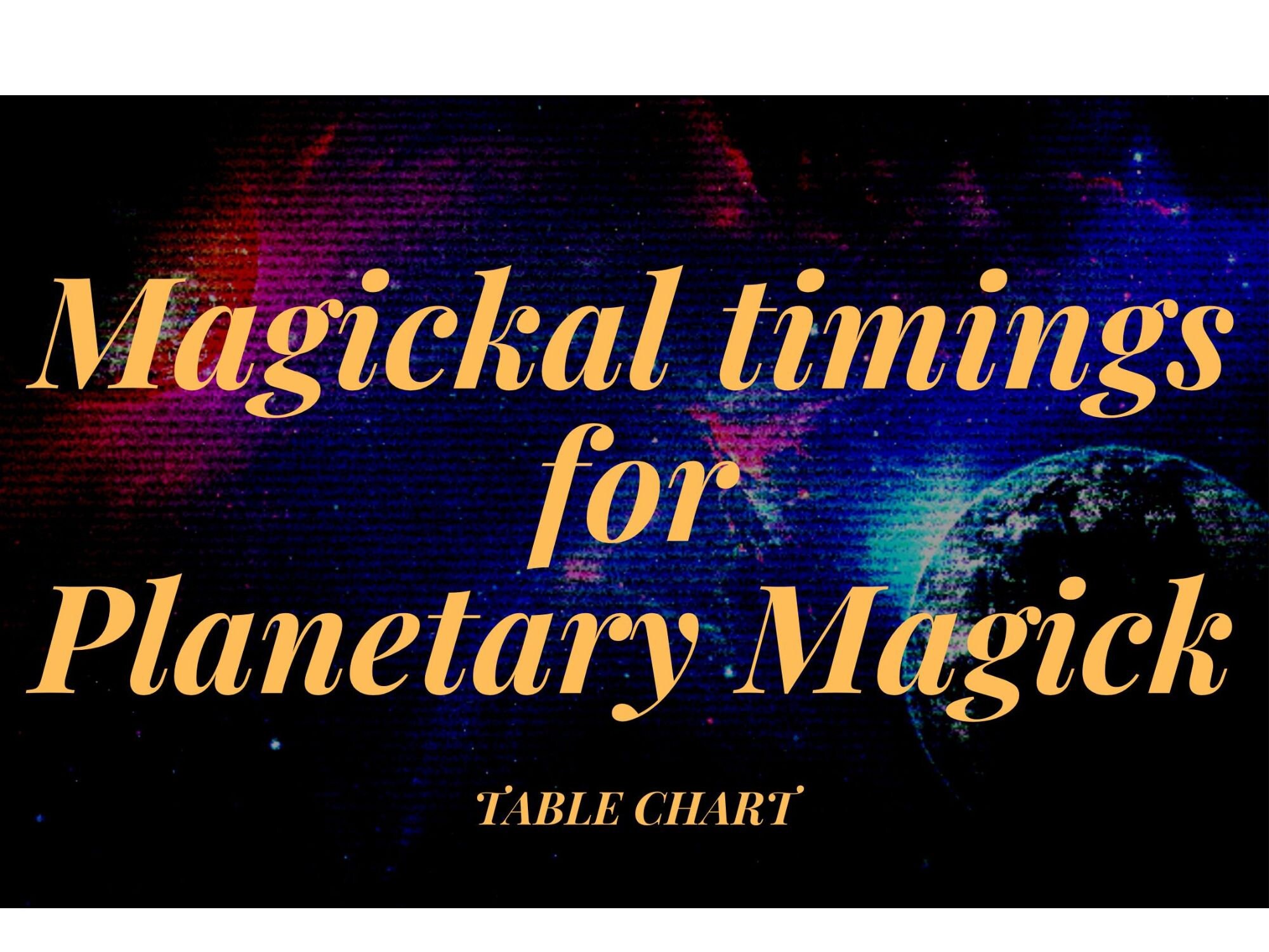 Chart Table For Planets