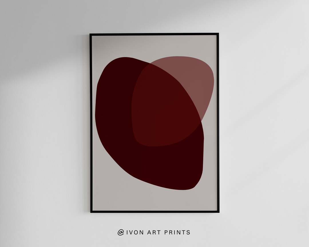 Red Wall Art, Minimalistic Print, Burgundy Abstract Print, Maroon ...