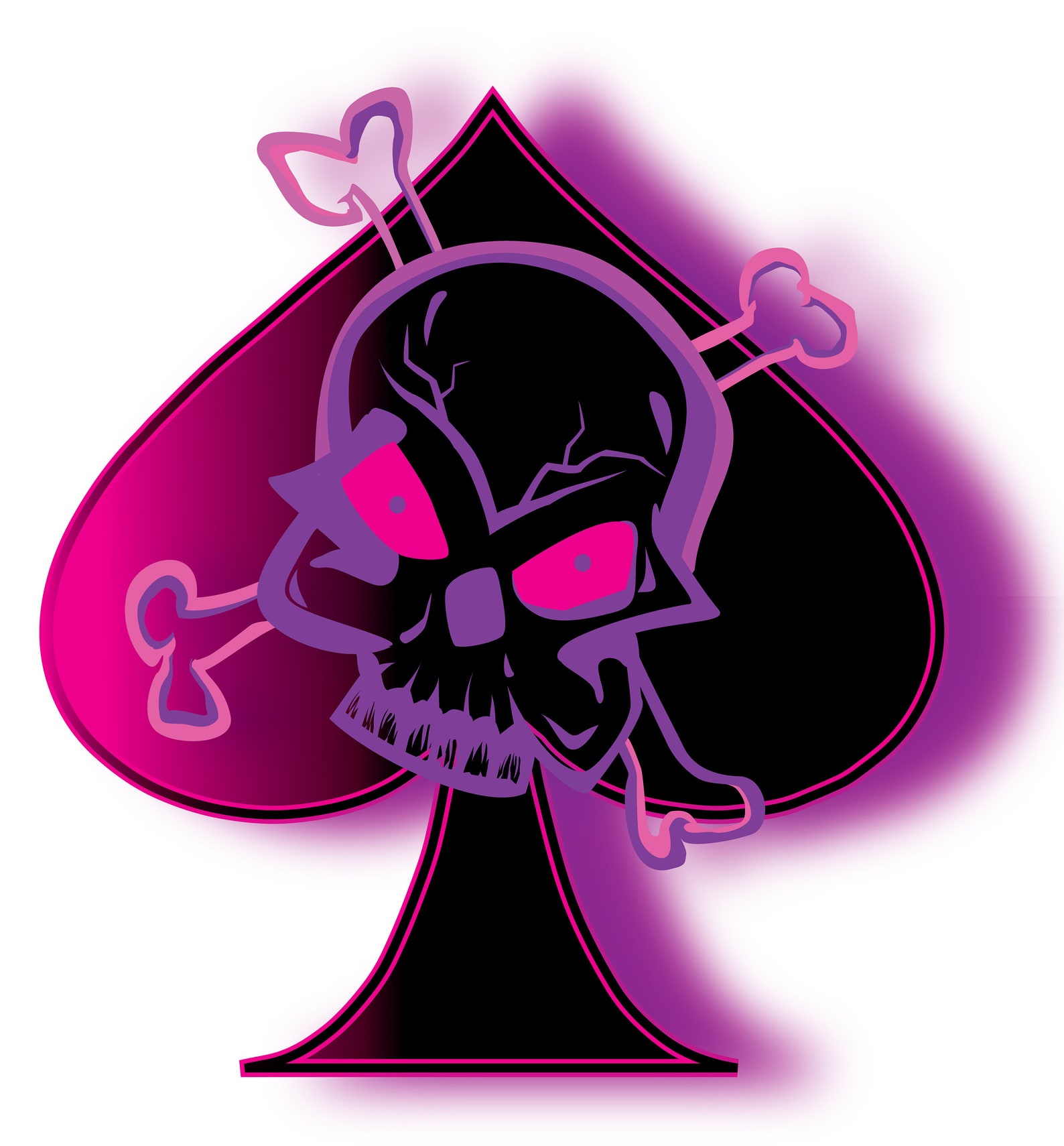 Digital Download File Spade Skull Vector Art for Crafts. Cute and Evil ...