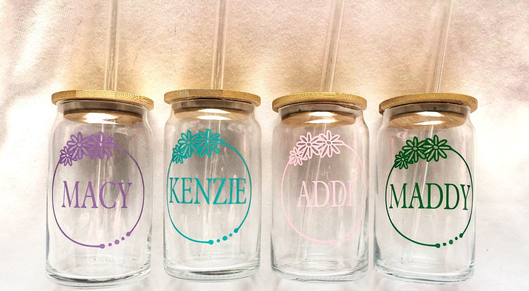 Personalized Spring Flower Beer Can Glass (16oz). Personalized by Name ...