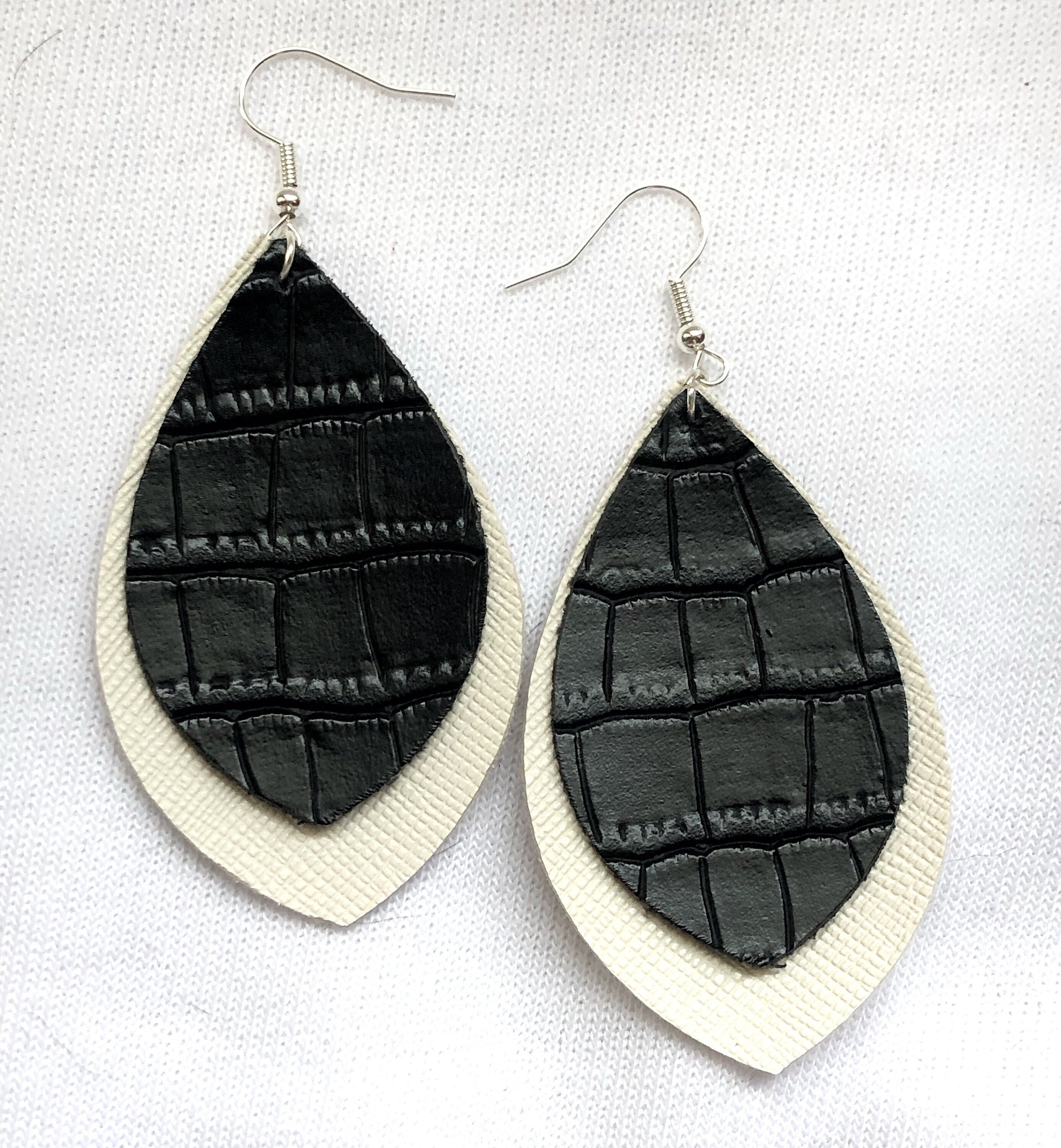 Faux Leather Earrings Pointed Tear Drop Shape Dangle Earring - Etsy