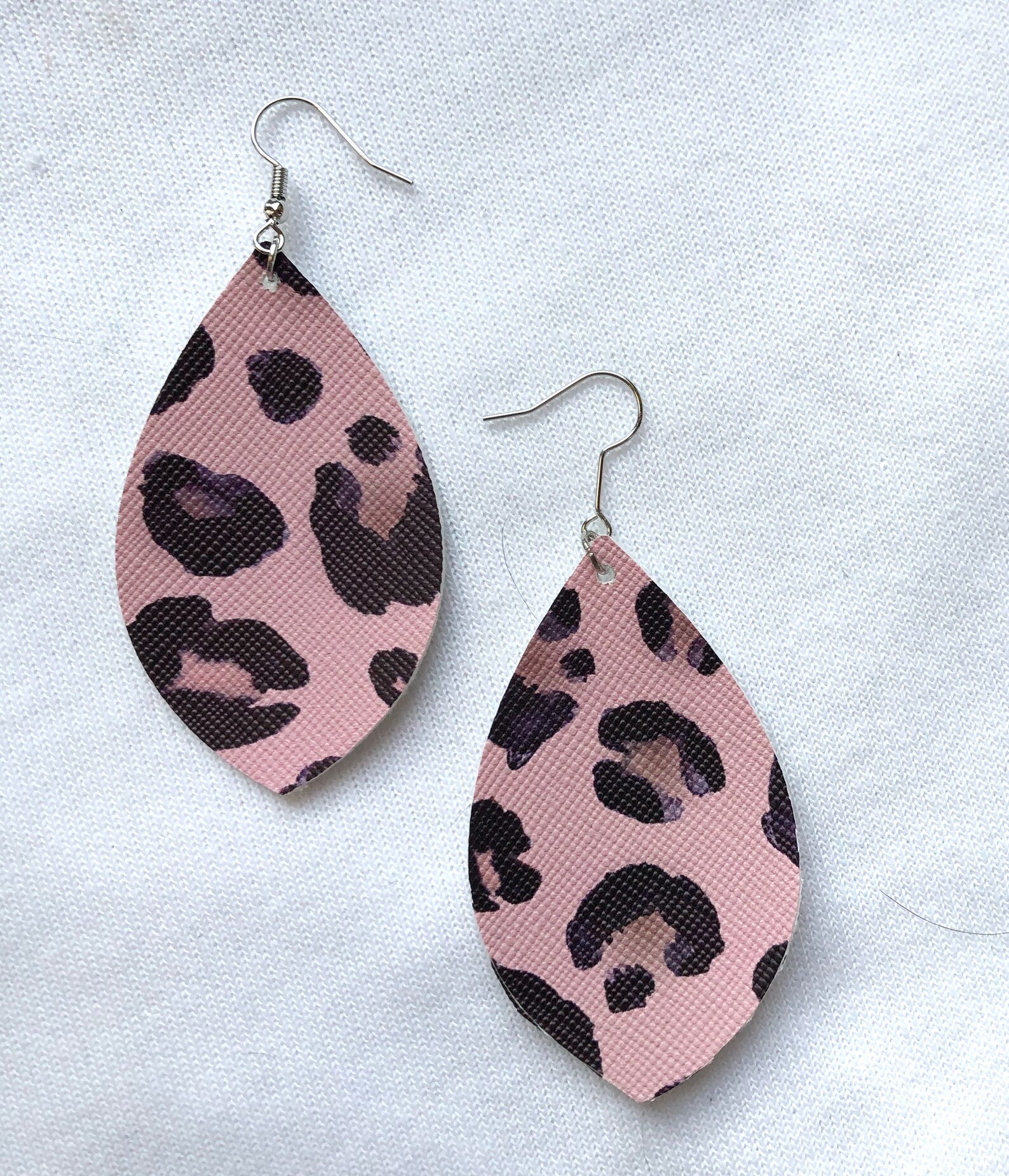 Faux Leather Earrings - Pointed Tear Drop Shape Dangle Earring - Etsy