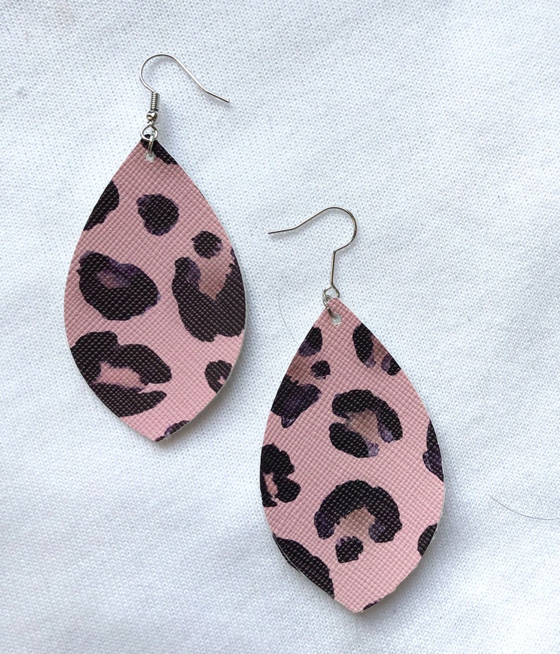 Faux Leather Earrings - Pointed Tear Drop Shape Dangle Earring - Etsy