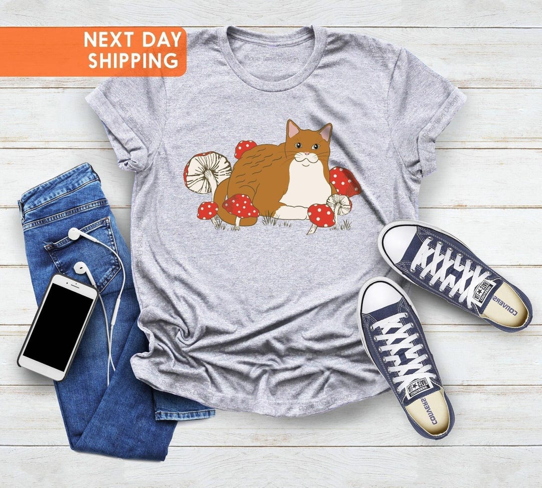 Cat Mushroom Shirt, Goblincore Shirt, Cats Lovers Tee, Cute Mushroom ...