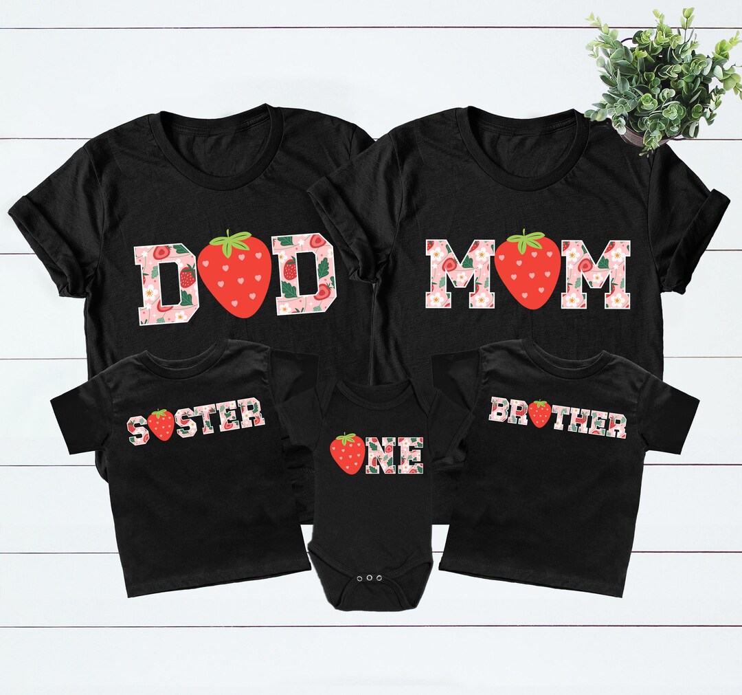Mom and Dad Berry First Birthday Shirt, Matching Strawberry Tshirt, One ...