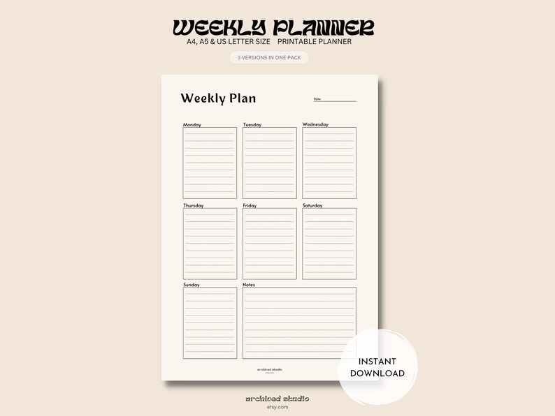 Weekly Task List, Weekly Planning Printable, to Do List Template ...