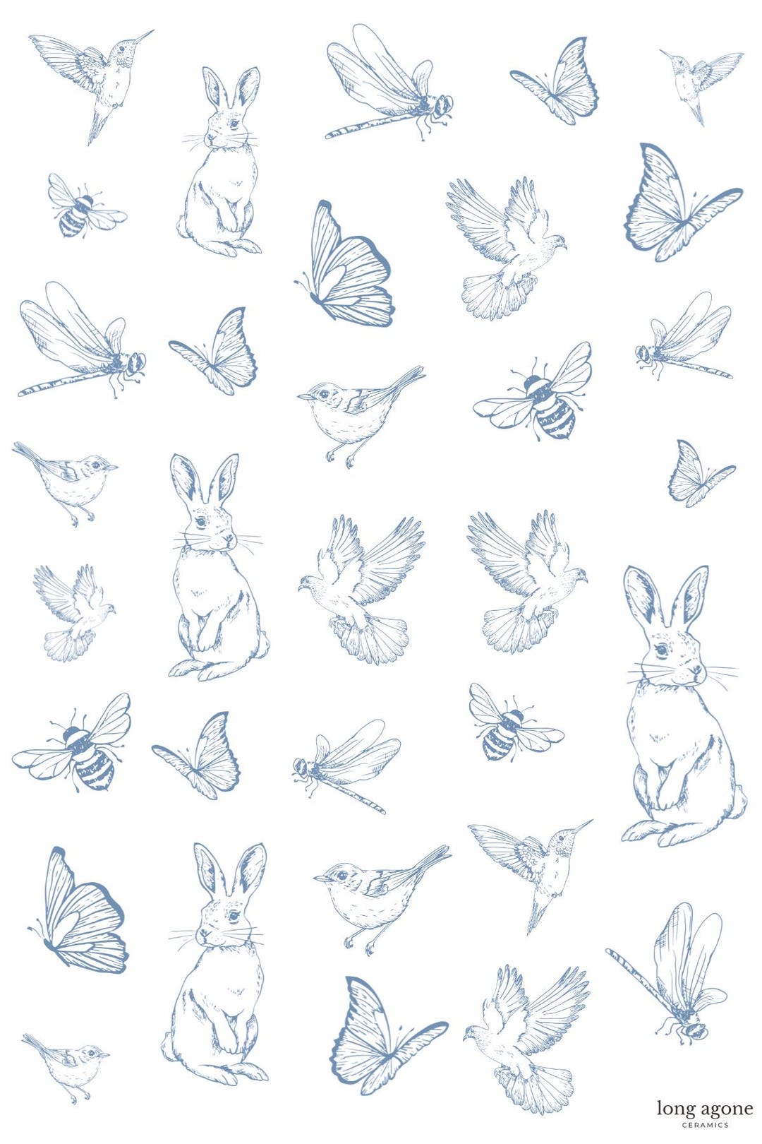 Vintage Linework Animals Overglaze Decal Sheet for Ceramic and Pottery ...