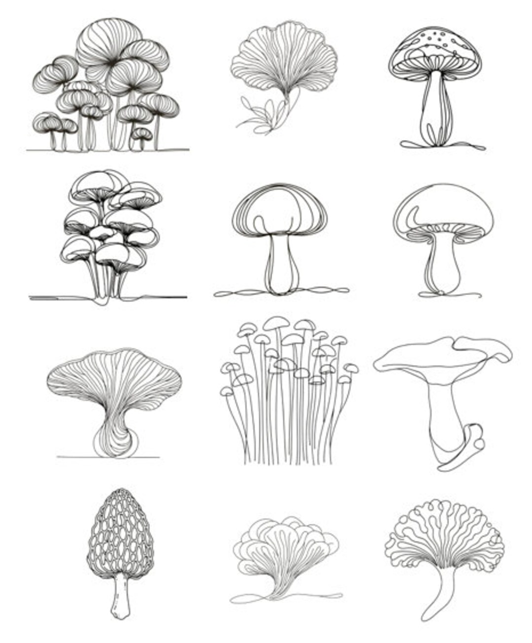 016 Sepia-toned Brown Line Drawing MUSHROOMS Shrooms Forest Ceramic ...