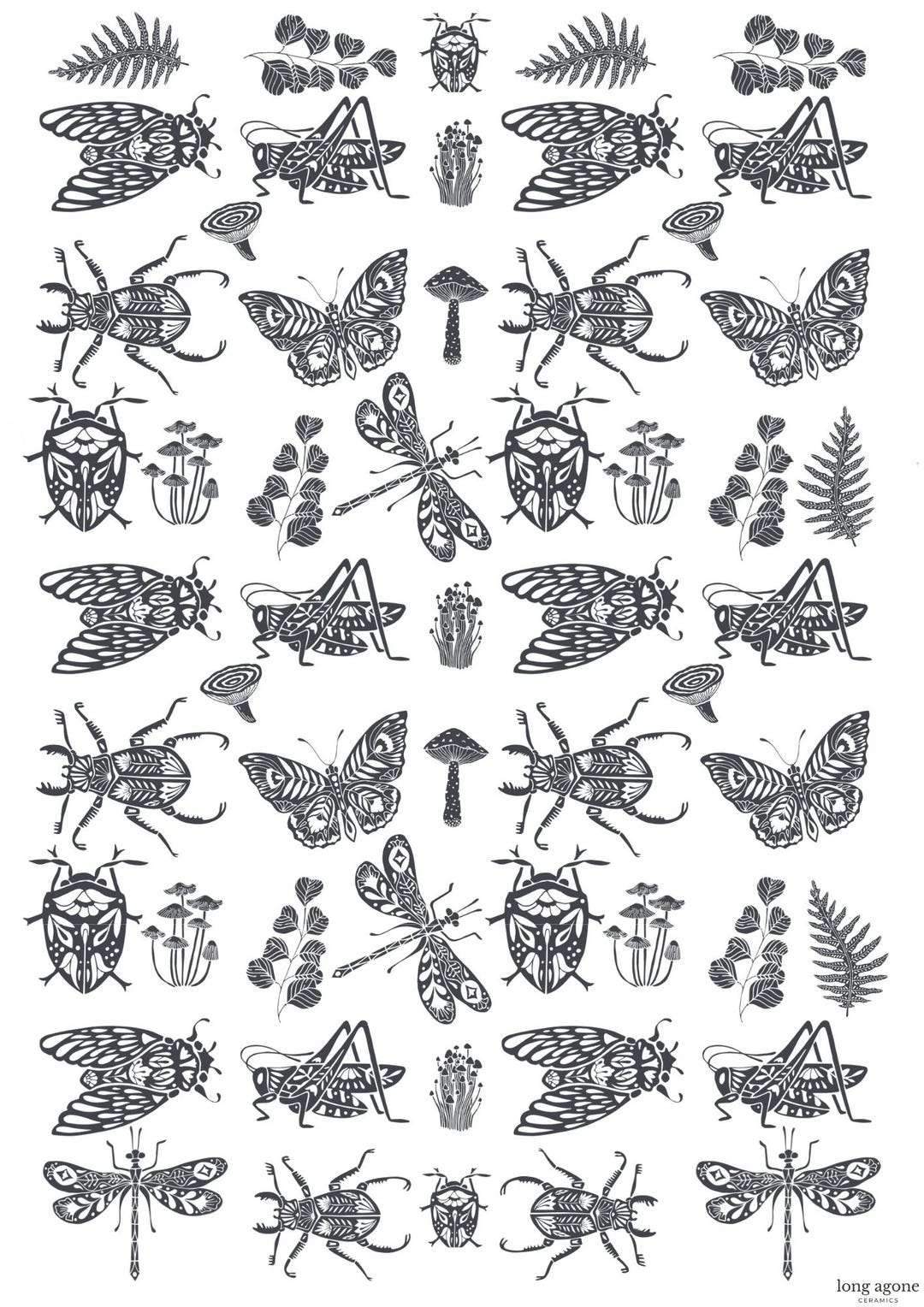 Folk Insect Overglaze Decal Sheet for Ceramic and Pottery - Etsy