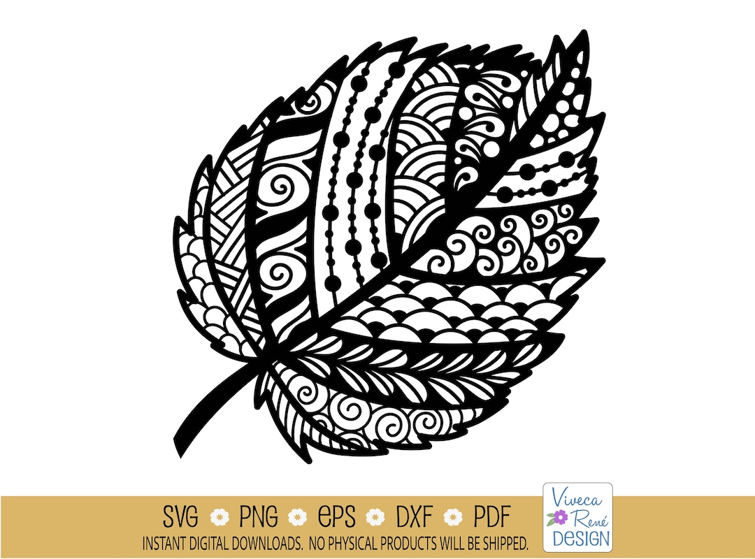 Zentangle Fall Leaf Svg, Birch Leaf Svg, Thanksgiving Svg, Autumn ...