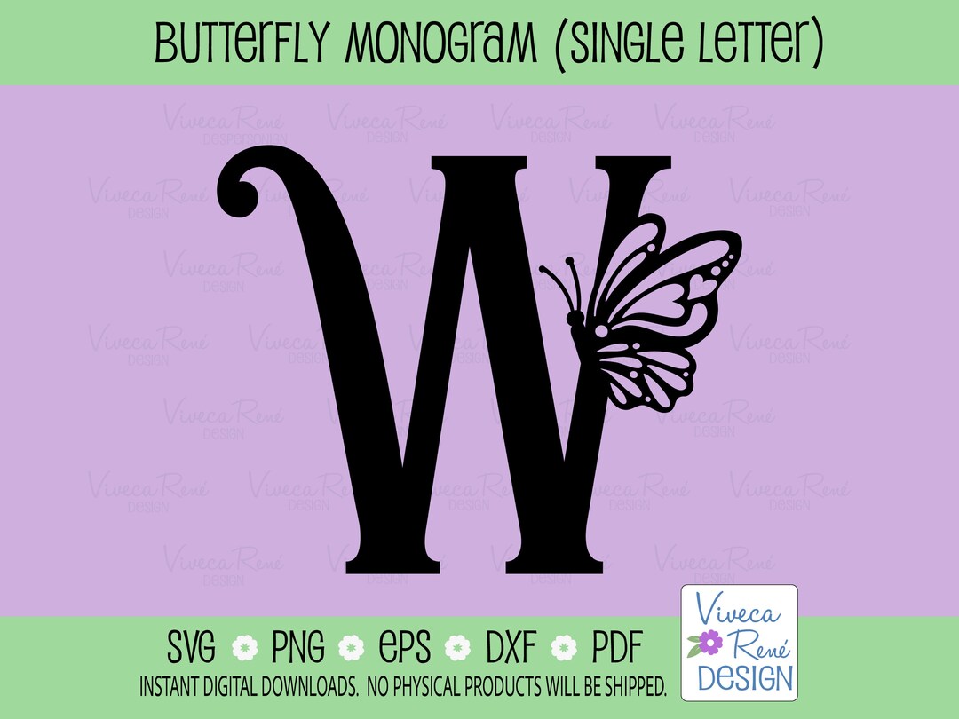 Butterfly Monogram Letter W SVG: Whimsical Font, Cricut Silhouette Cut ...