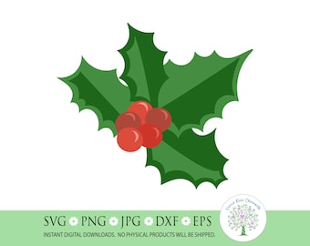Christmas Holly SVG, PNG - Etsy