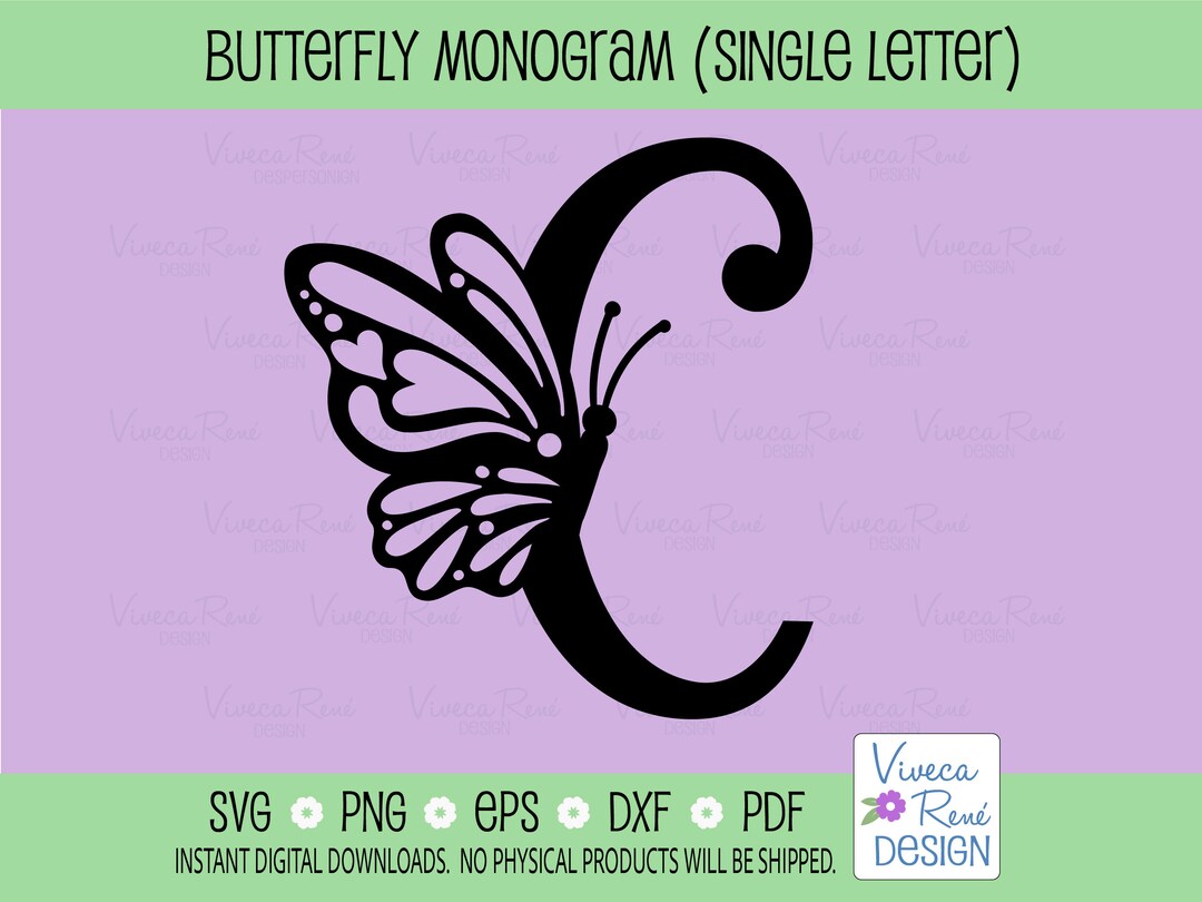 Butterfly Monogram Letter C SVG: Whimsical Tumbler Design (digital ...