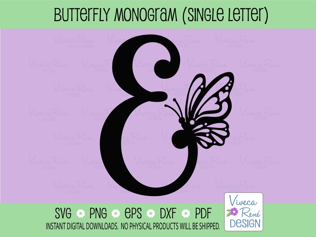 Butterfly Letter E Monogram SVG: Alphabet Font Clipart (digital ...