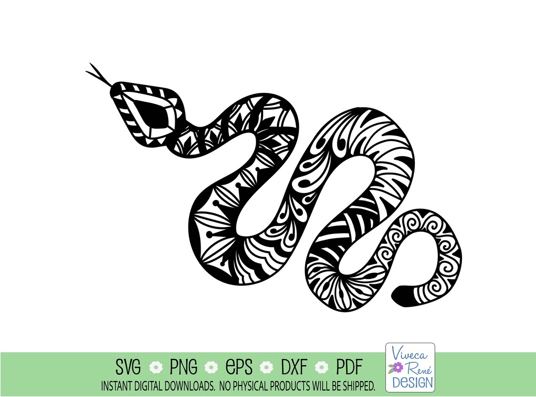 Halloween Zentangle Snake SVG: Intricate Reptile Design (digital ...