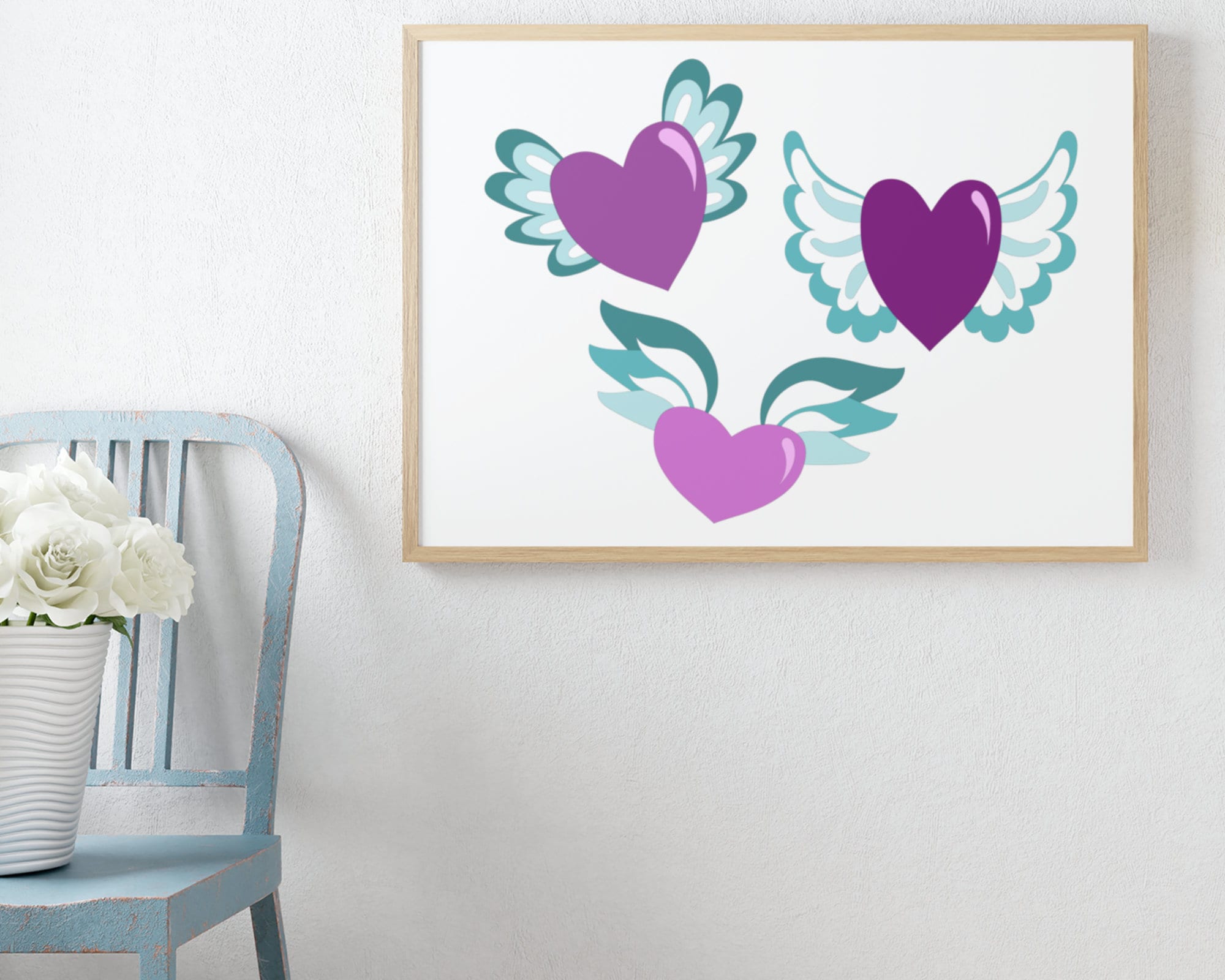 Flying Hearts Svg, Whimsical Hearts Svg, Winged Hearts Svg, Valentine ...