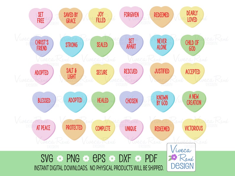 Christian Conversation Hearts SVG: Valentine's Day Cut Files (digital ...