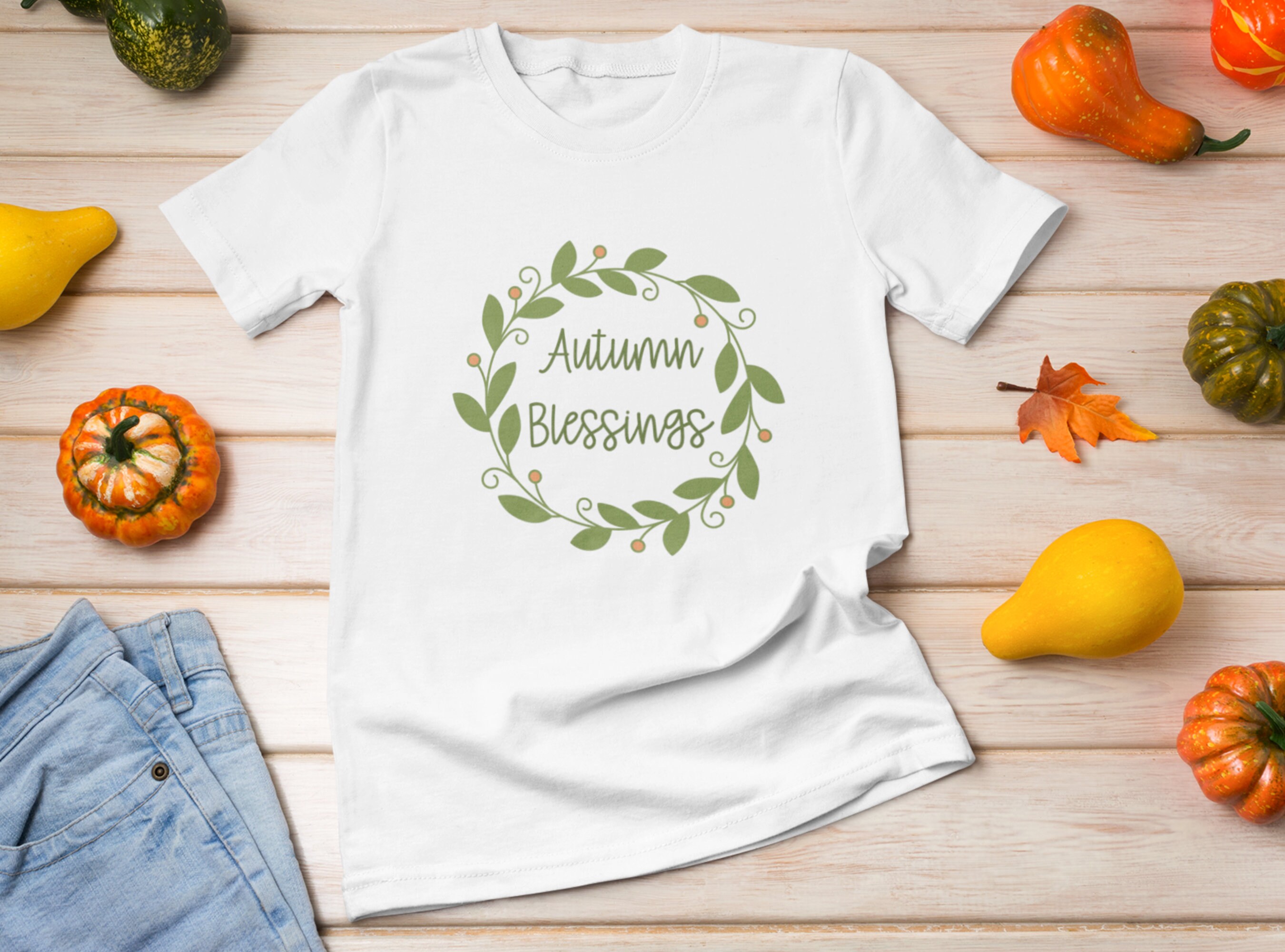 Autumn Blessings Fall Wreath Svg, Floral Wreath Svg, Thanksgiving Svg ...
