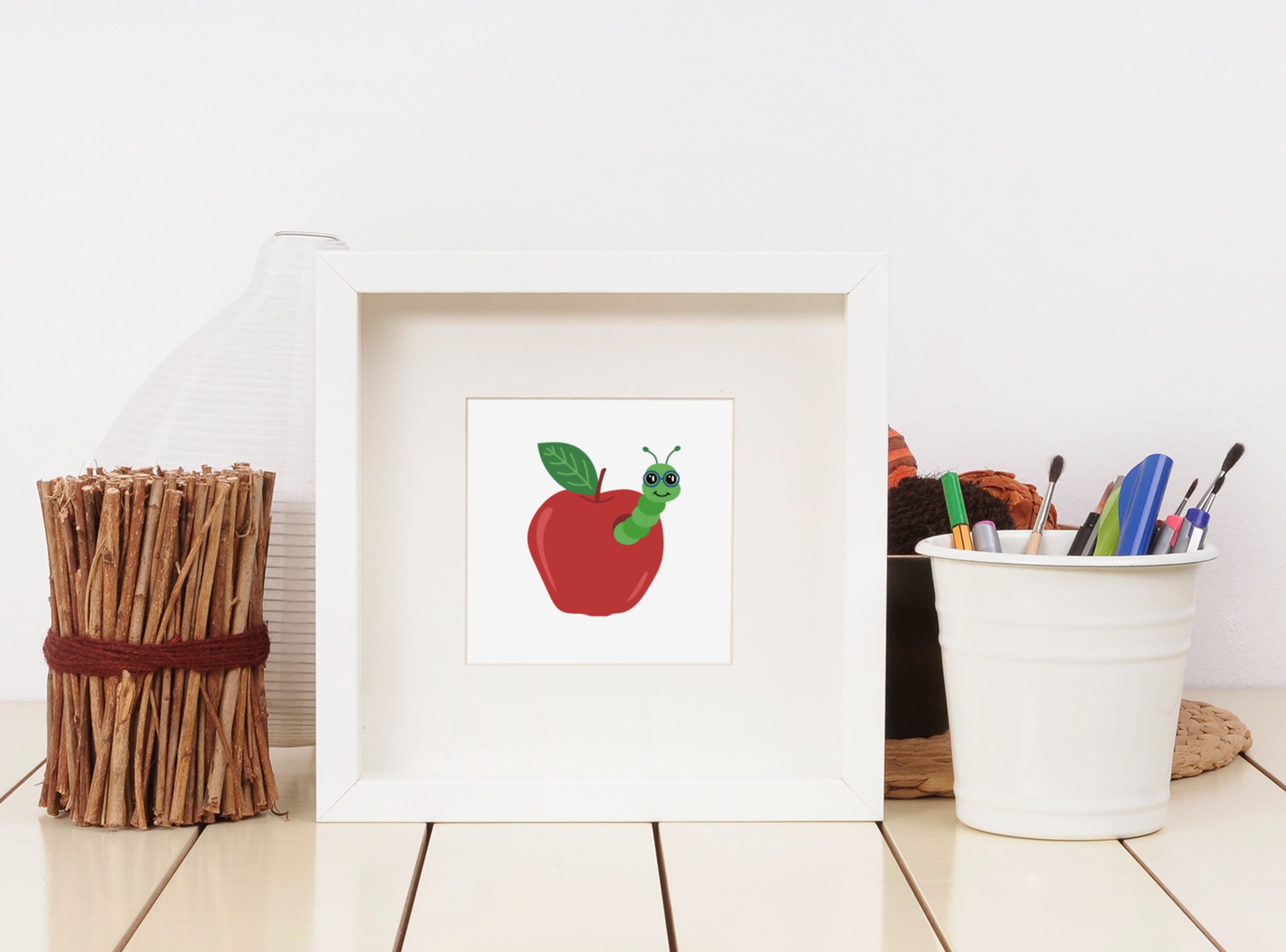 Red Apple With Worm Svg, Cute Worm Svg, Back to School Svg, Teacher ...