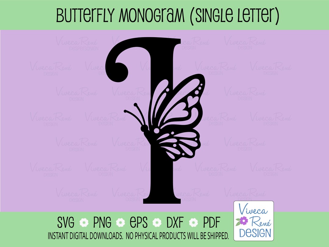 Butterfly Monogram Letter I SVG, PNG, Cricut, Silhouette (digital ...