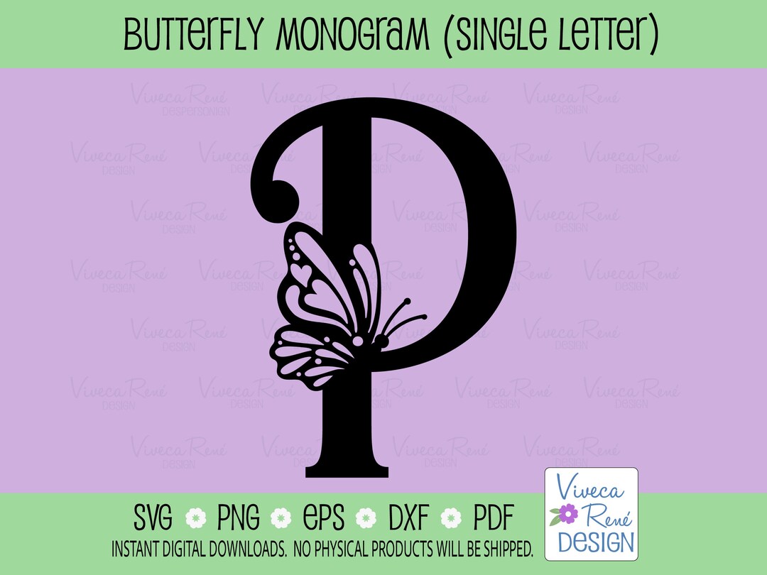 Butterfly Monogram Letter P SVG: Decorative Alphabet (digital Download ...