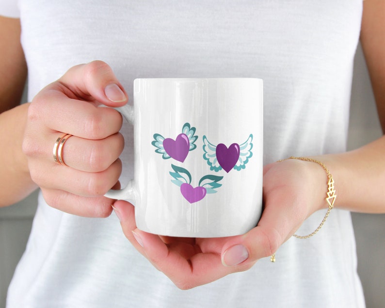 Flying Hearts Svg, Whimsical Hearts Svg, Winged Hearts Svg, Valentine ...