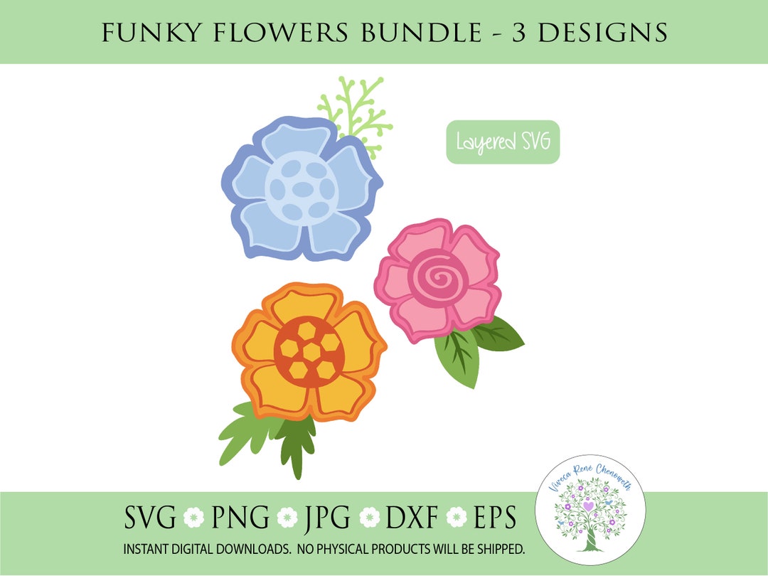 Funky Flower SVG Bundle: Layered Floral Cut Files (digital Download) - Etsy