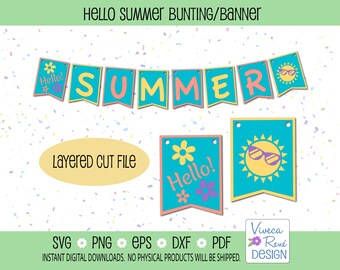 Printable Hello Summer Banner PDF and SVG Files - Etsy