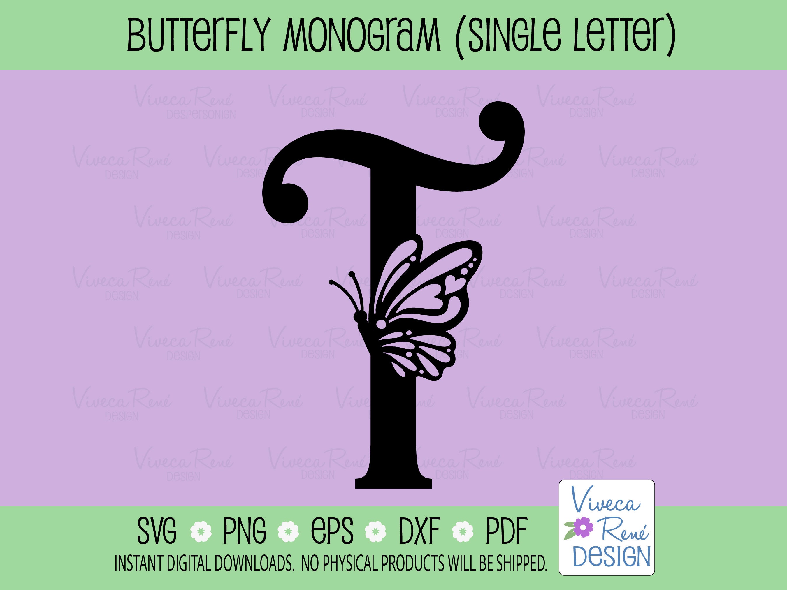 Monogram Letter T Butterfly Svg, Butterfly Alphabet Font Svg, Party ...