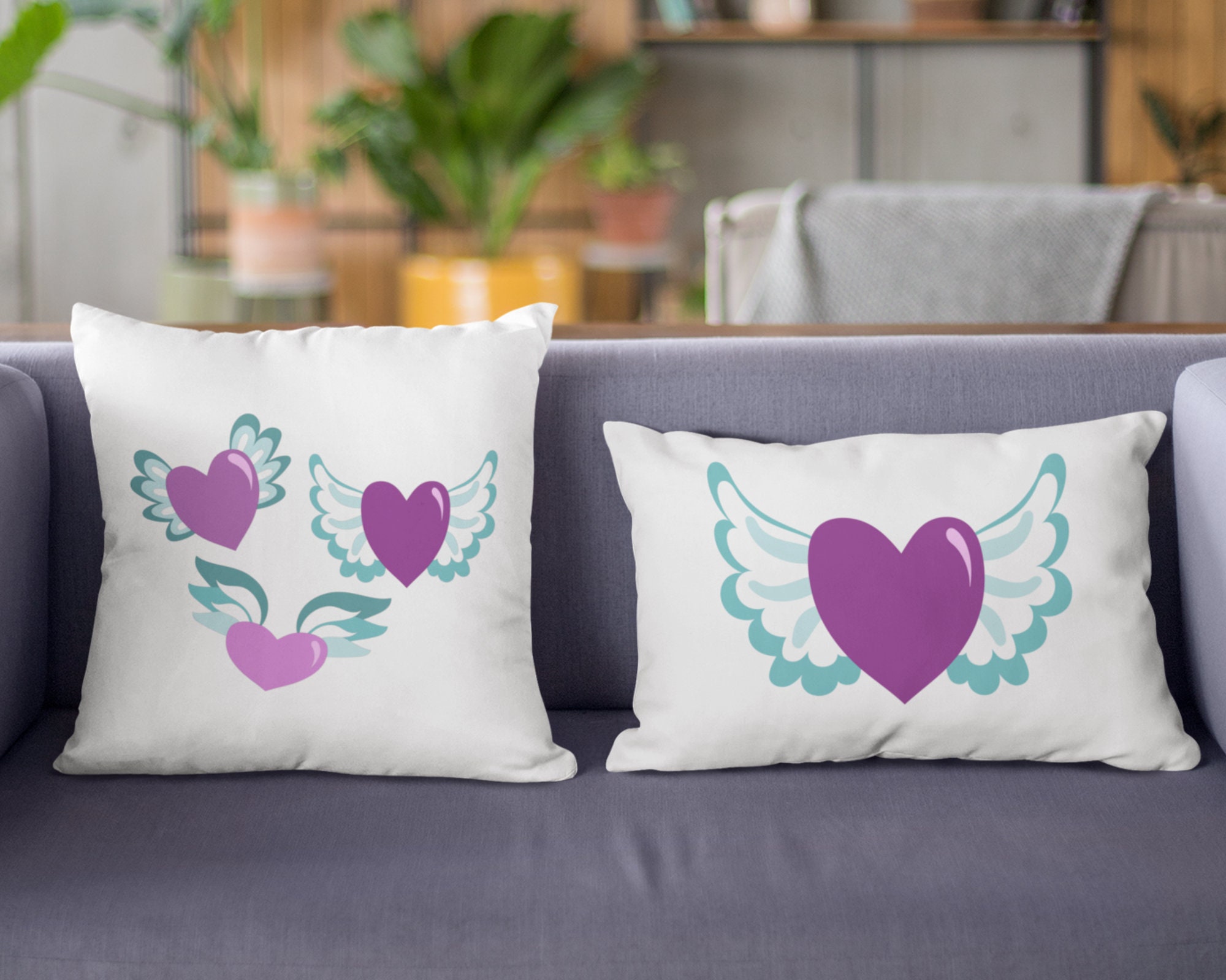 Flying Hearts Svg, Whimsical Hearts Svg, Winged Hearts Svg, Valentine ...