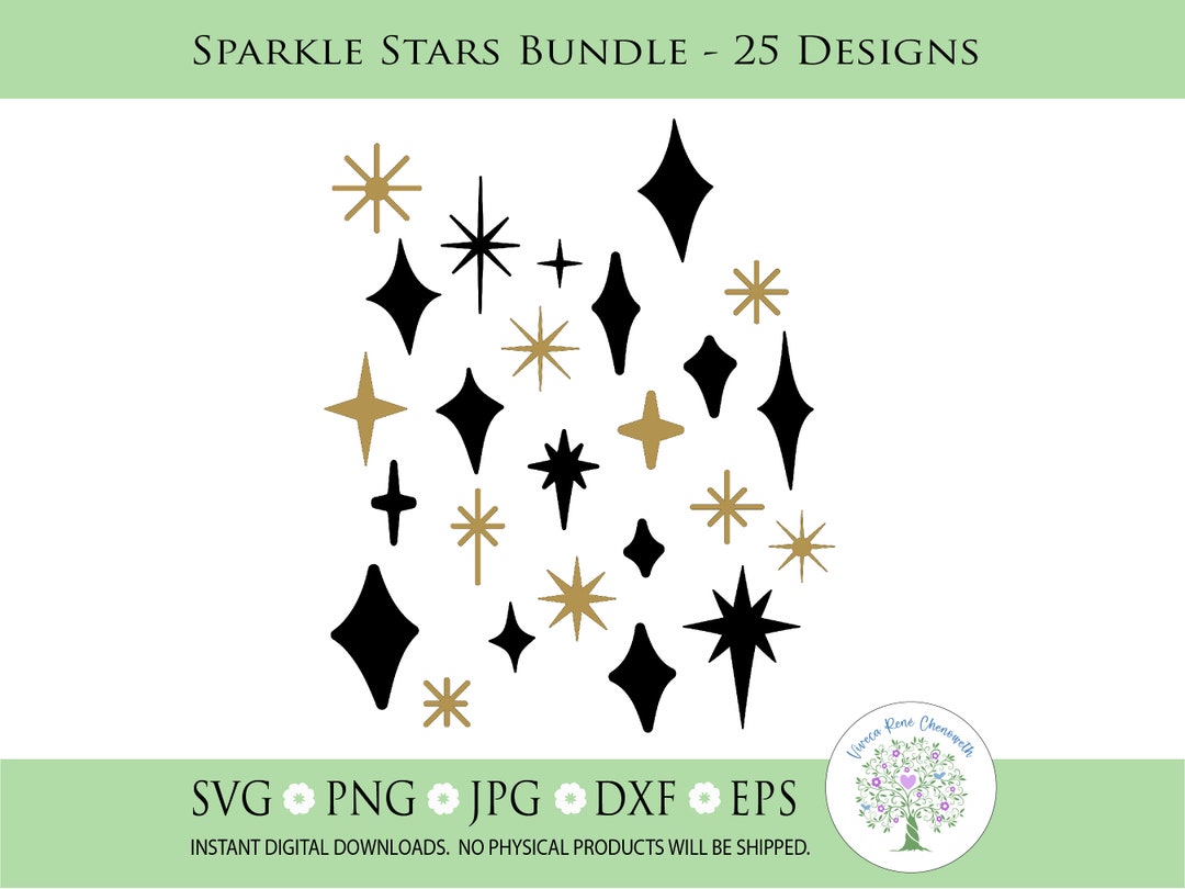 Bundle Twinkle Stars Svg, Mid-mod Glitter Stars, Sparkle Star Crafting ...