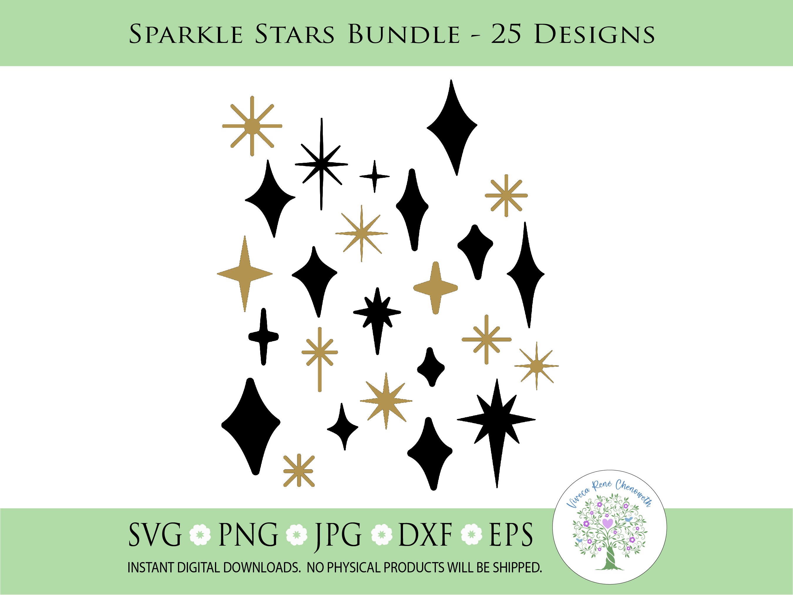 Bundle Twinkle Stars Svg, Mid-mod Glitter Stars, Sparkle Star Crafting ...