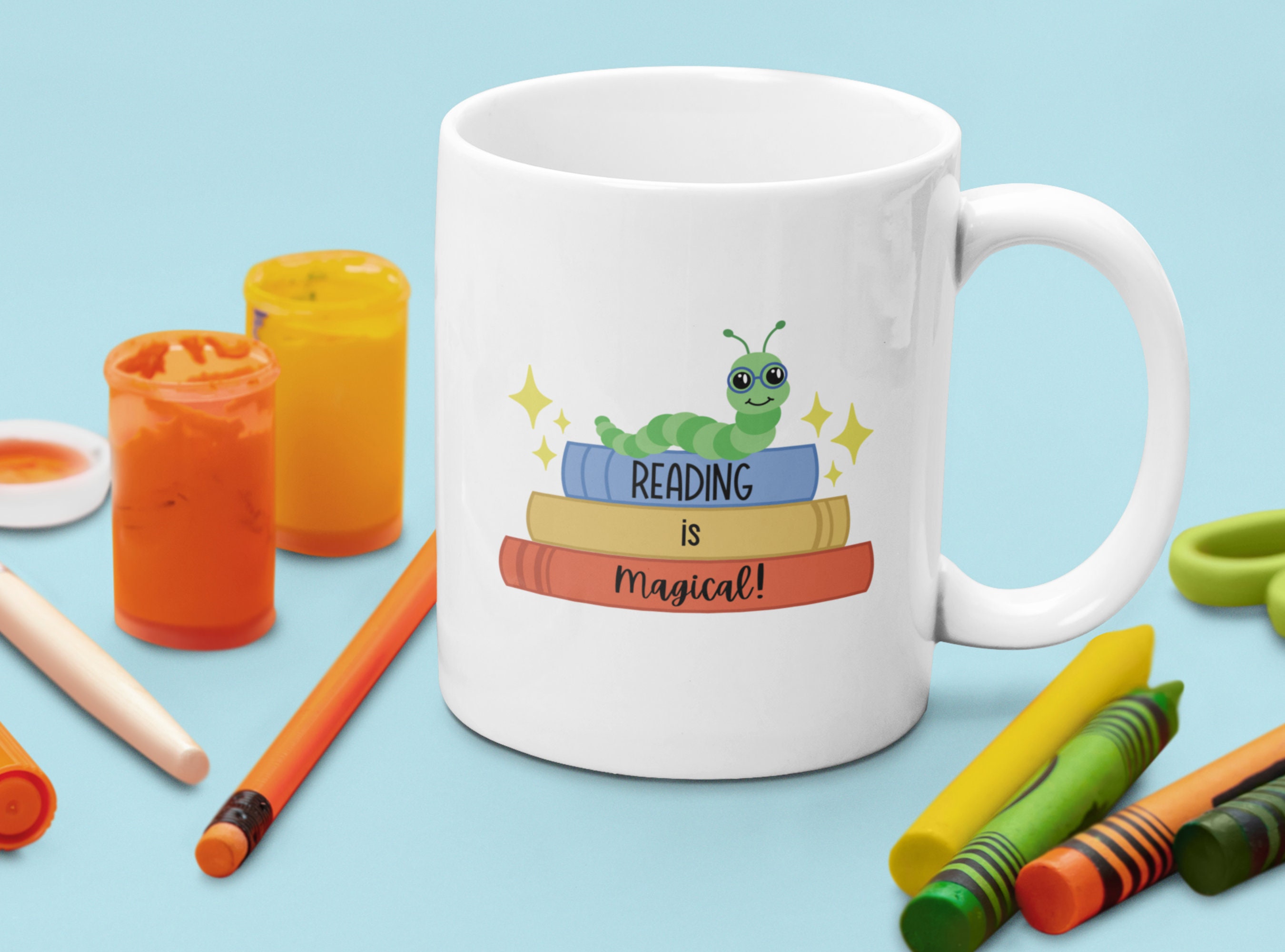 Cute Bookworm With Books Svg, Reading is Magical Svg, Reading Svg Kids ...