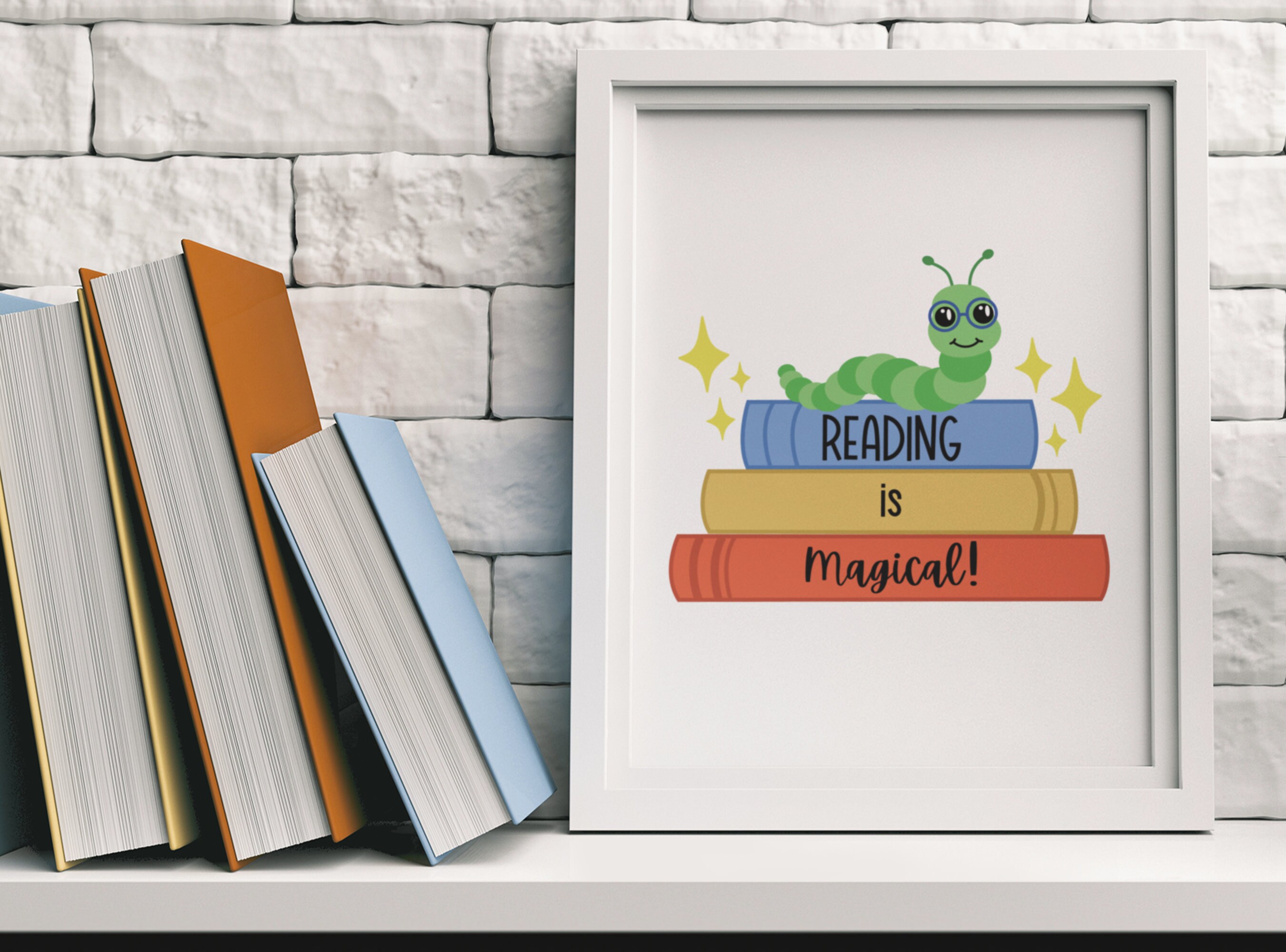 Cute Bookworm With Books Svg, Reading is Magical Svg, Reading Svg Kids ...