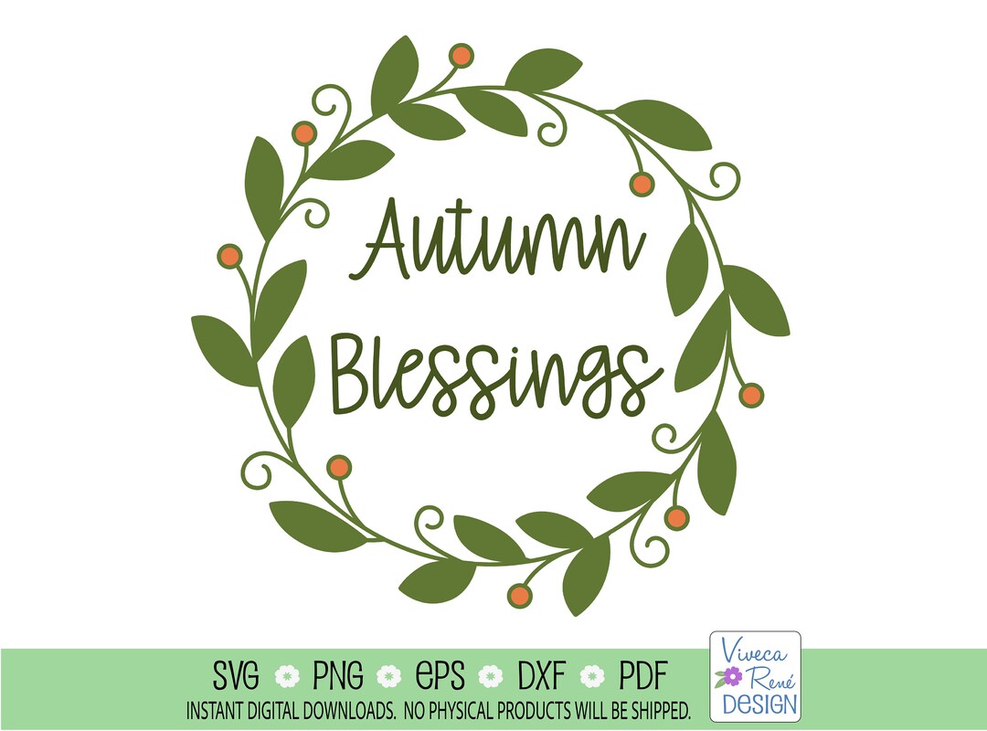 Autumn Blessings Wreath SVG: Floral Fall Design (digital Download) - Etsy