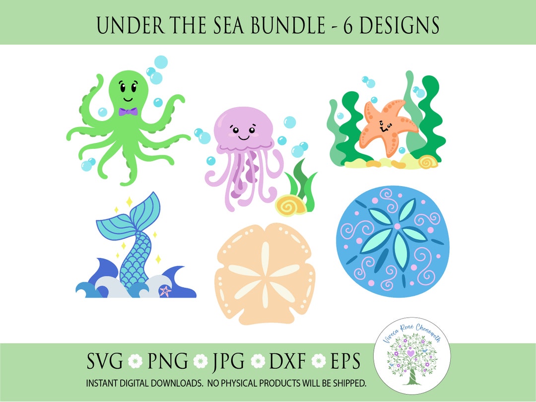 Under the Sea Bundle Svgs, Cute Sea Animals PNG Clipart, Octopus Svg ...