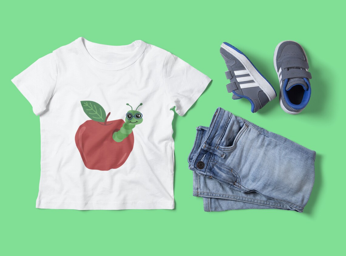 Red Apple With Worm Svg, Cute Worm Svg, Back to School Svg, Teacher ...