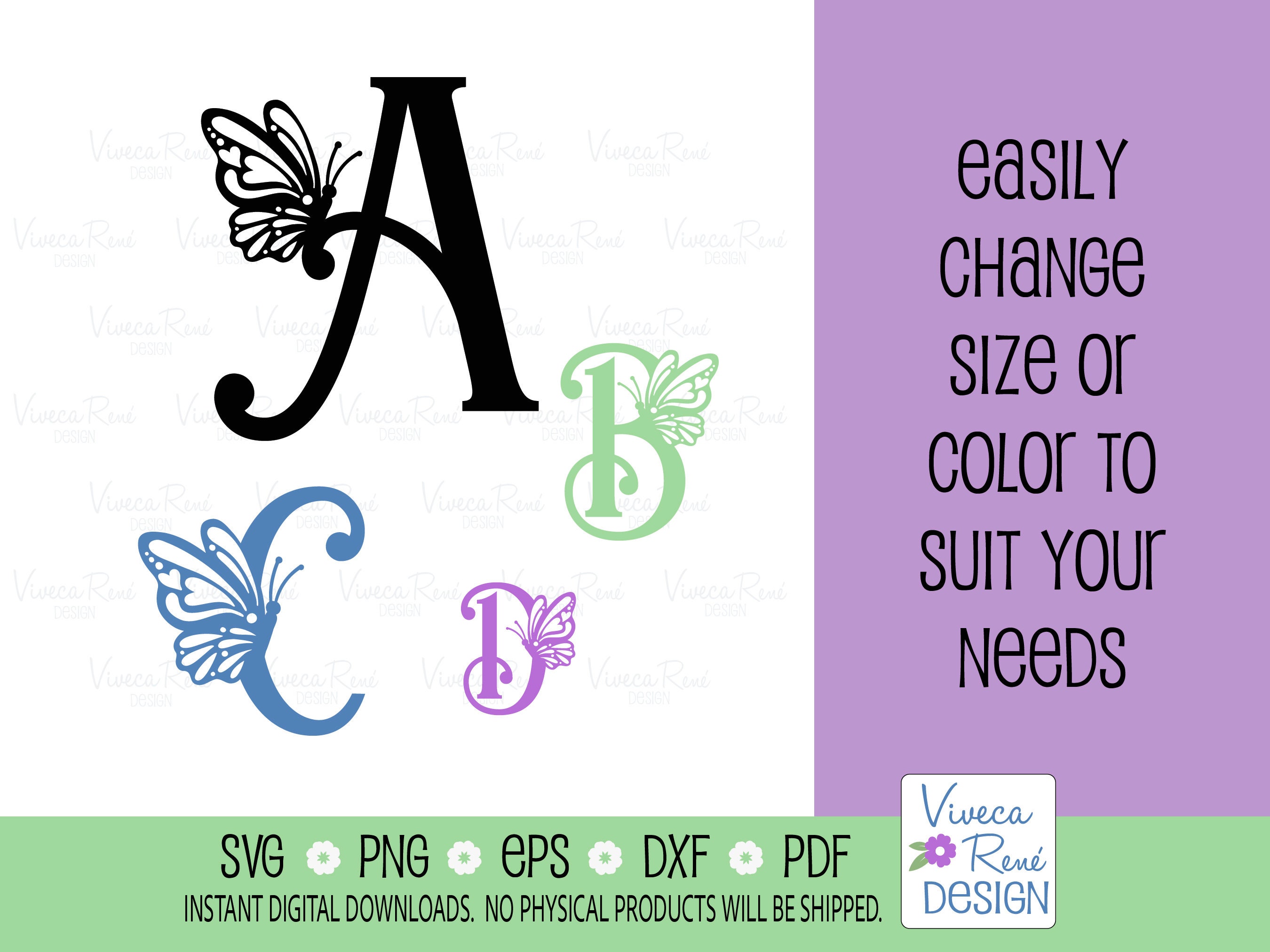 Butterfly Monogram Alphabet SVG Bundle: Cricut & Silhouette (digital ...