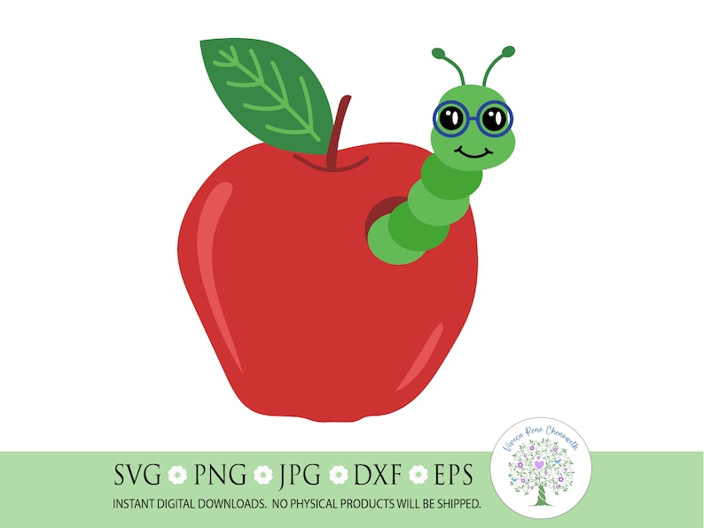 Red Apple With Worm Svg, Cute Worm Svg, Back to School Svg, Teacher ...
