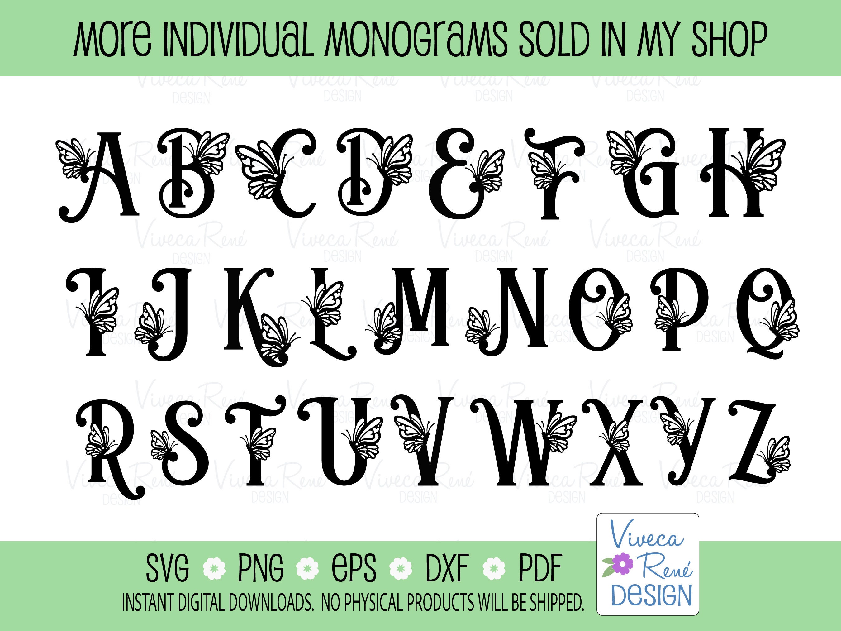 Butterfly Monogram Letter P SVG: Decorative Alphabet (digital Download ...