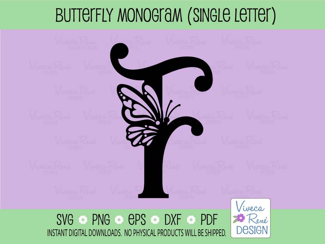 Butterfly Letter F Monogram SVG: Clipart, Sticker, Cricut & Silhouette ...