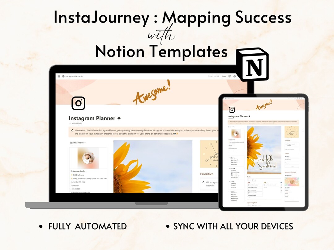Notion Template Instagram Planner Notion Planner Influencer Planner ...