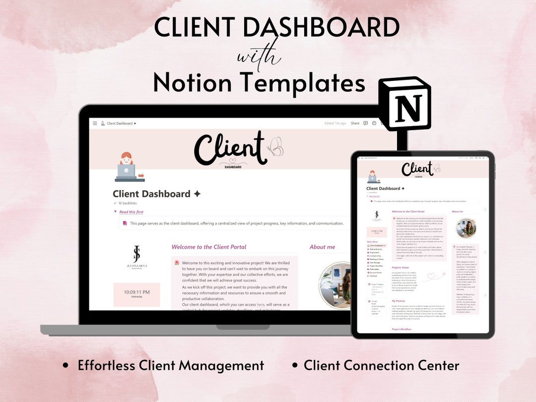 Notion Template Client Dashboard | Client Connection Center | Project Tracker | Business ...