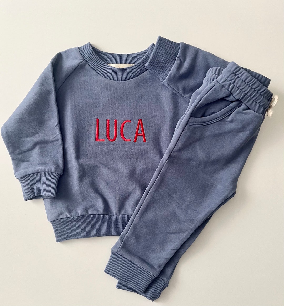 Personalized Blue Organic Cotton 2 Piece Sweatsuit Set, Custom ...